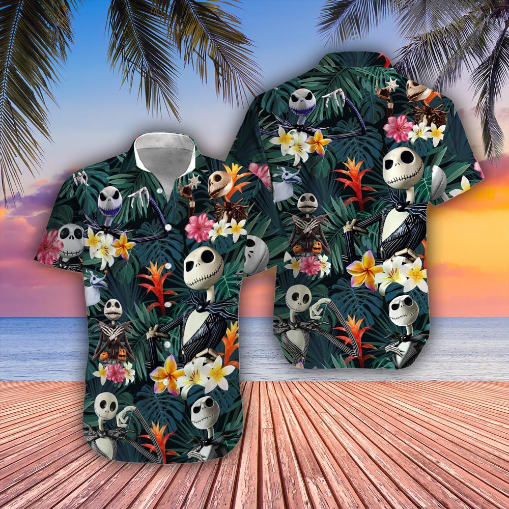 Nightmare Before Christmas Hawaiian Shirt | Tropical Jack Skellington ...