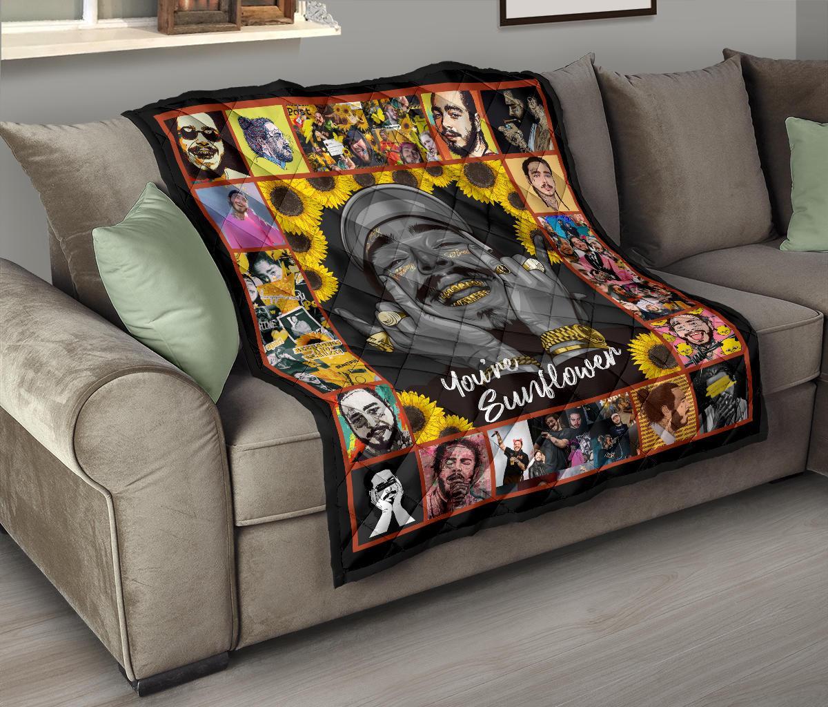 Post Malone Quilt Blanket You Are Sunflower Fan Gift Idea | Fandom Gift